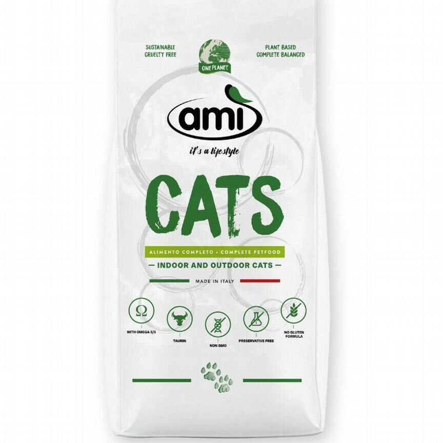 Веганский сухой корм Ami Cats 7,5 Made in Italy
