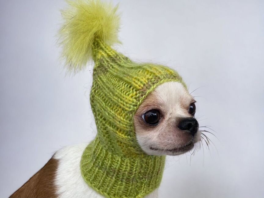 Шапочка эльф с помпоном для собак