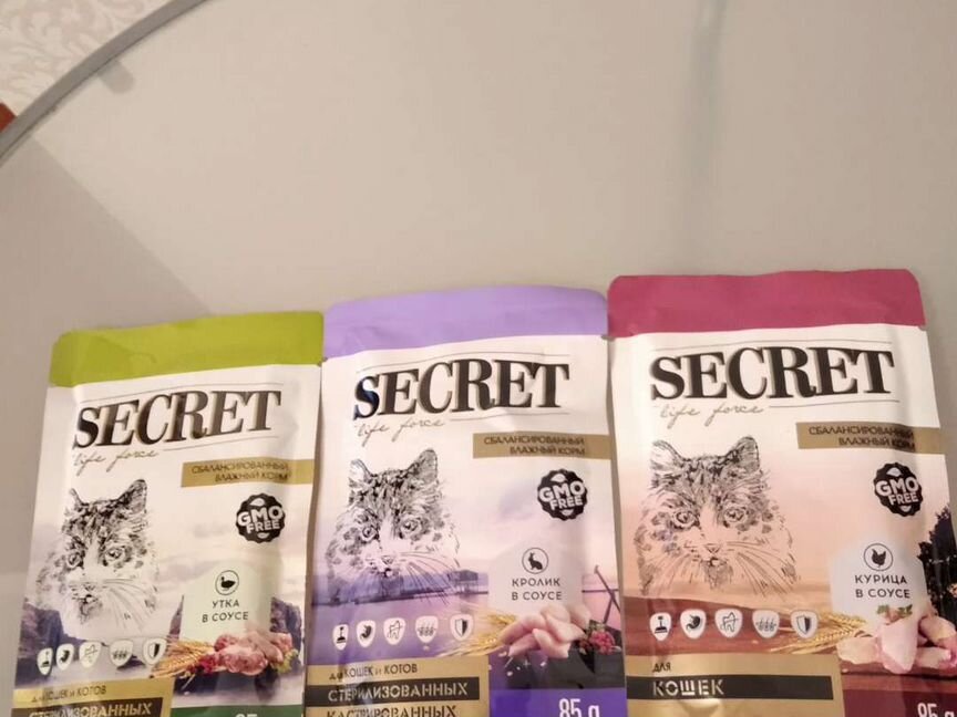 Влажный корм для кошек secret премиум группа