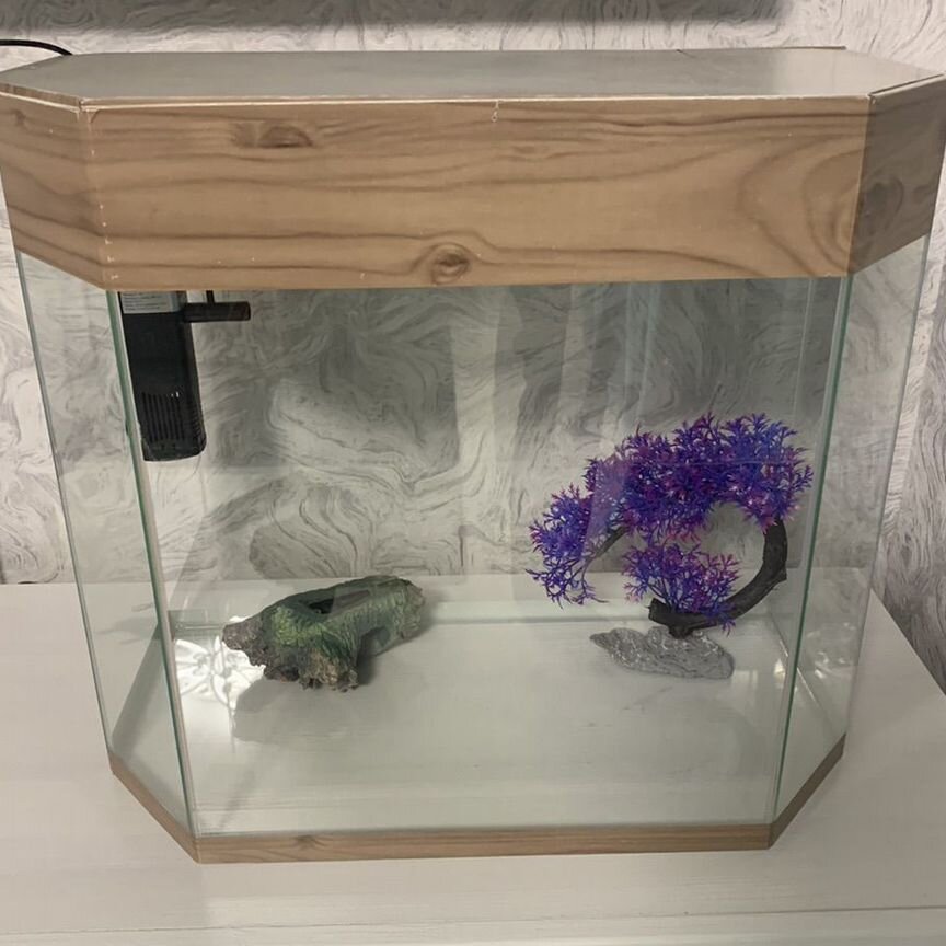 Новый Аквариум с Фильтром и Декорациями
