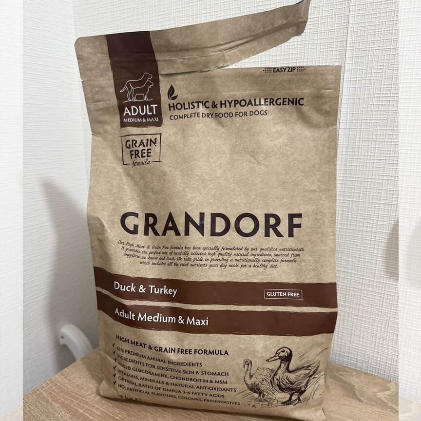 Корм для собак grandorf утка и индейка открытый