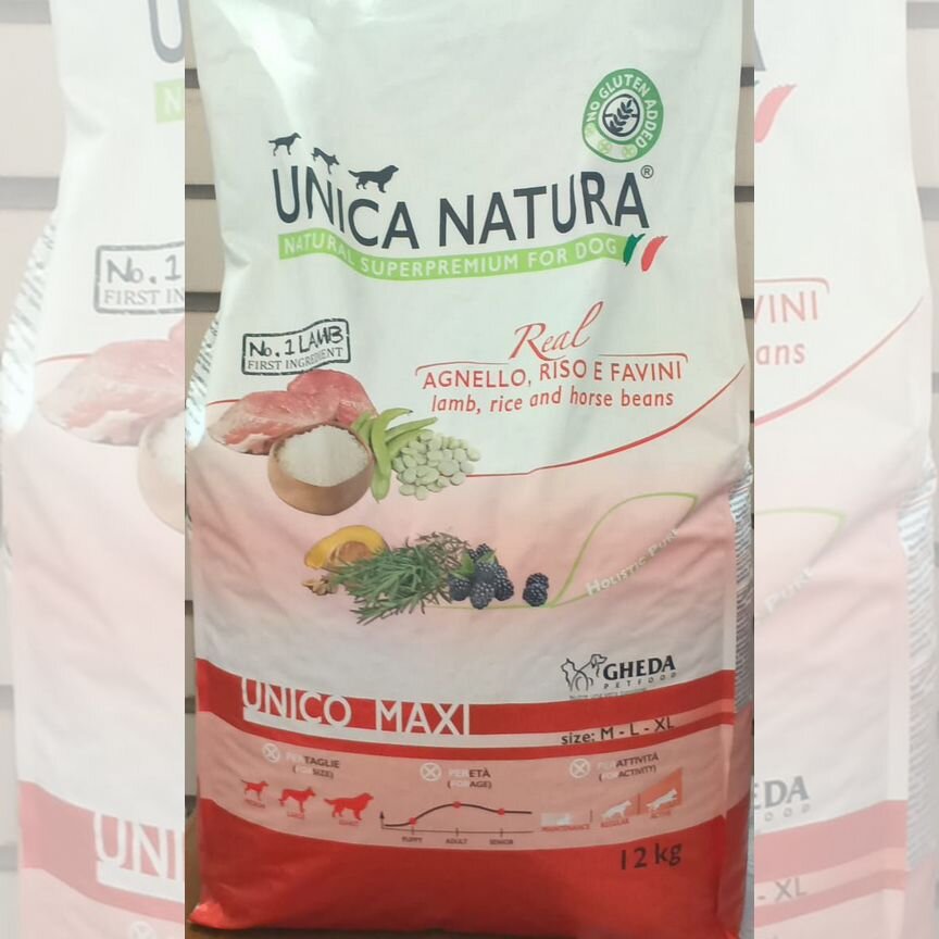 Unica Natura корм для собак 12 кг ягнёнок / рис