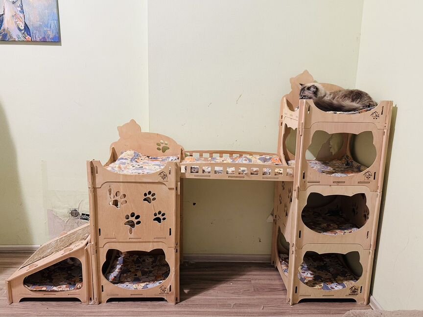 Когтеточка, лазалка, домик для кошек