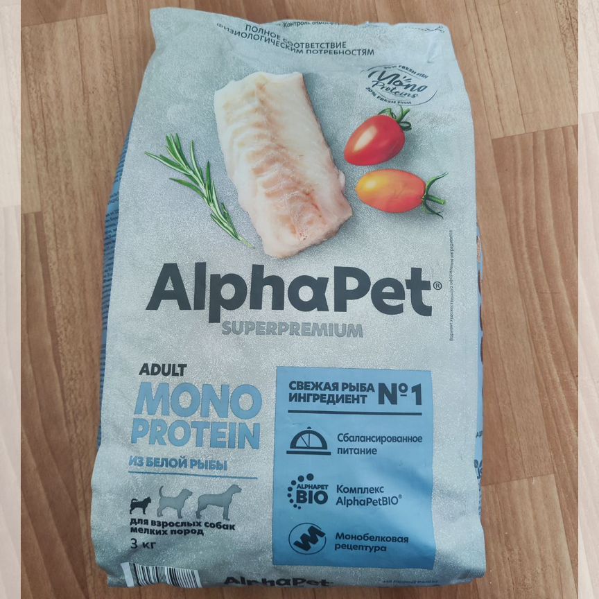 Корм alphapet для собак рыба