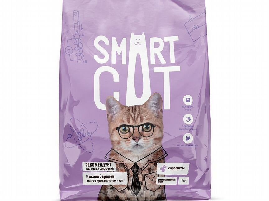 Корм Smart Cat для стер-ых кошек с кроликом