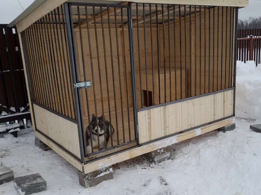 Вольер для собак каркасный из дерева