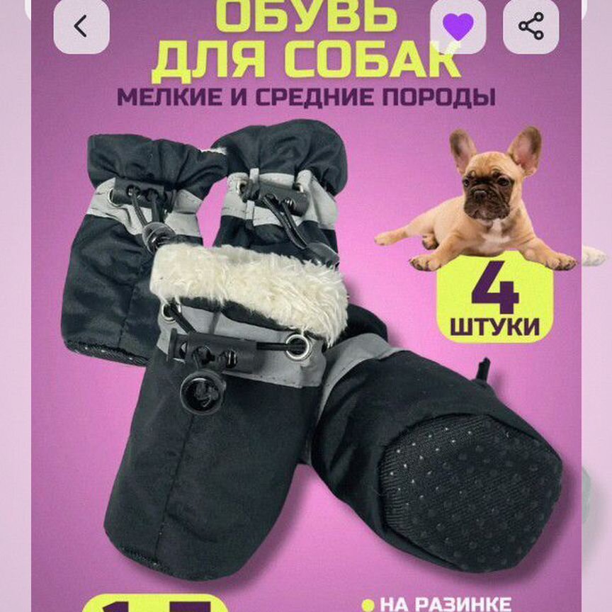 Обувь для собак мелких и средних пород
