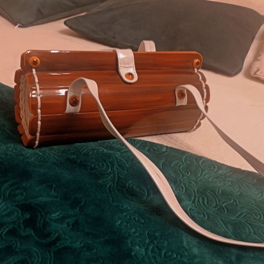 Сумочка клатч из бамбука и натуральной кожи