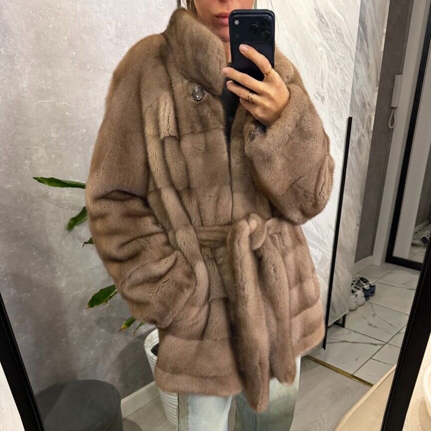 Натур.норковая шуба под куницу Nafa mink select