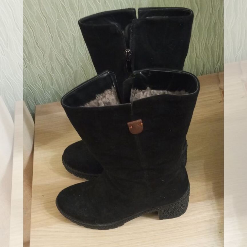 Сапоги женские зимние замшевые 38